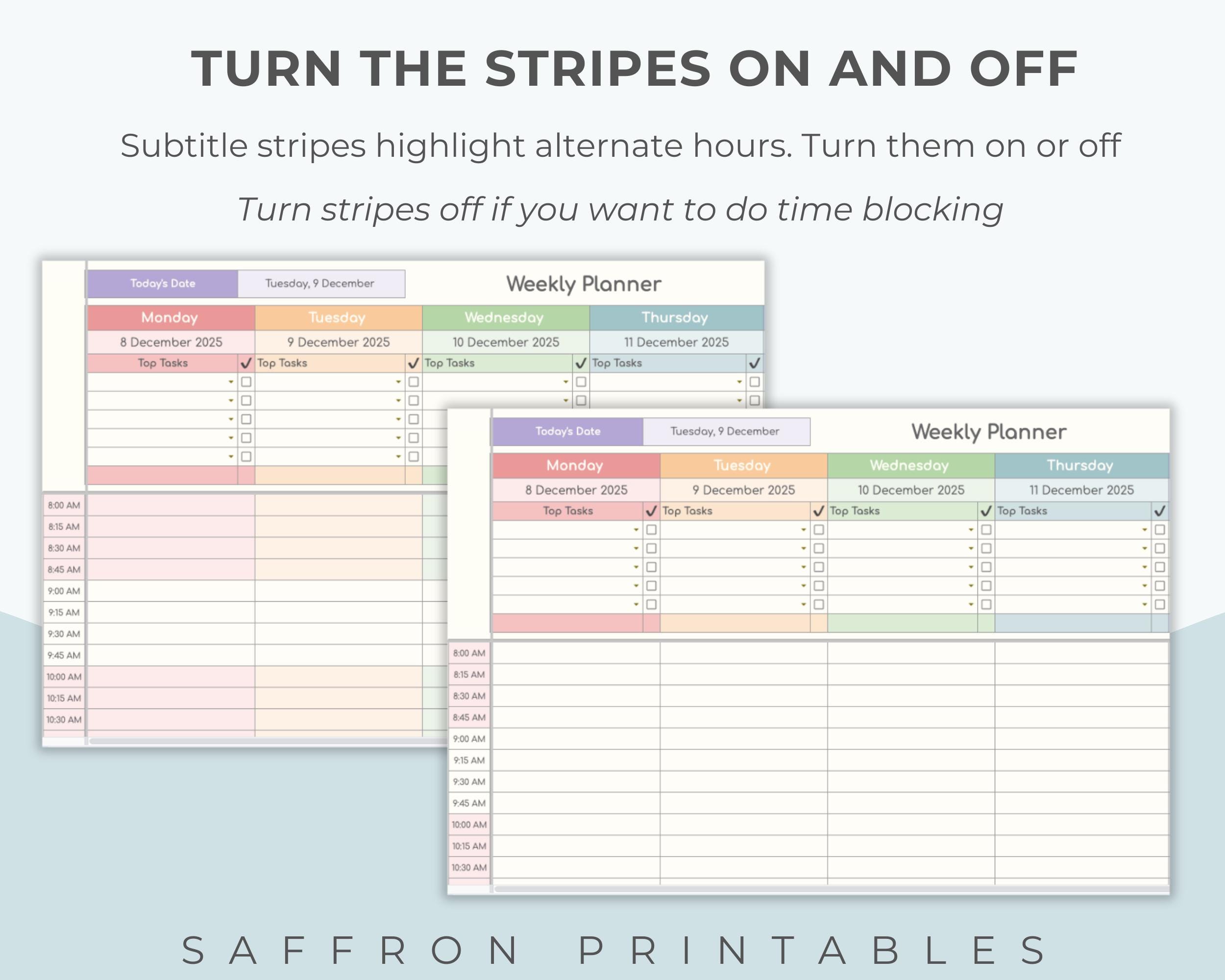Weekly Planner Google Sheets - Simple, Editable Time Blocking ...