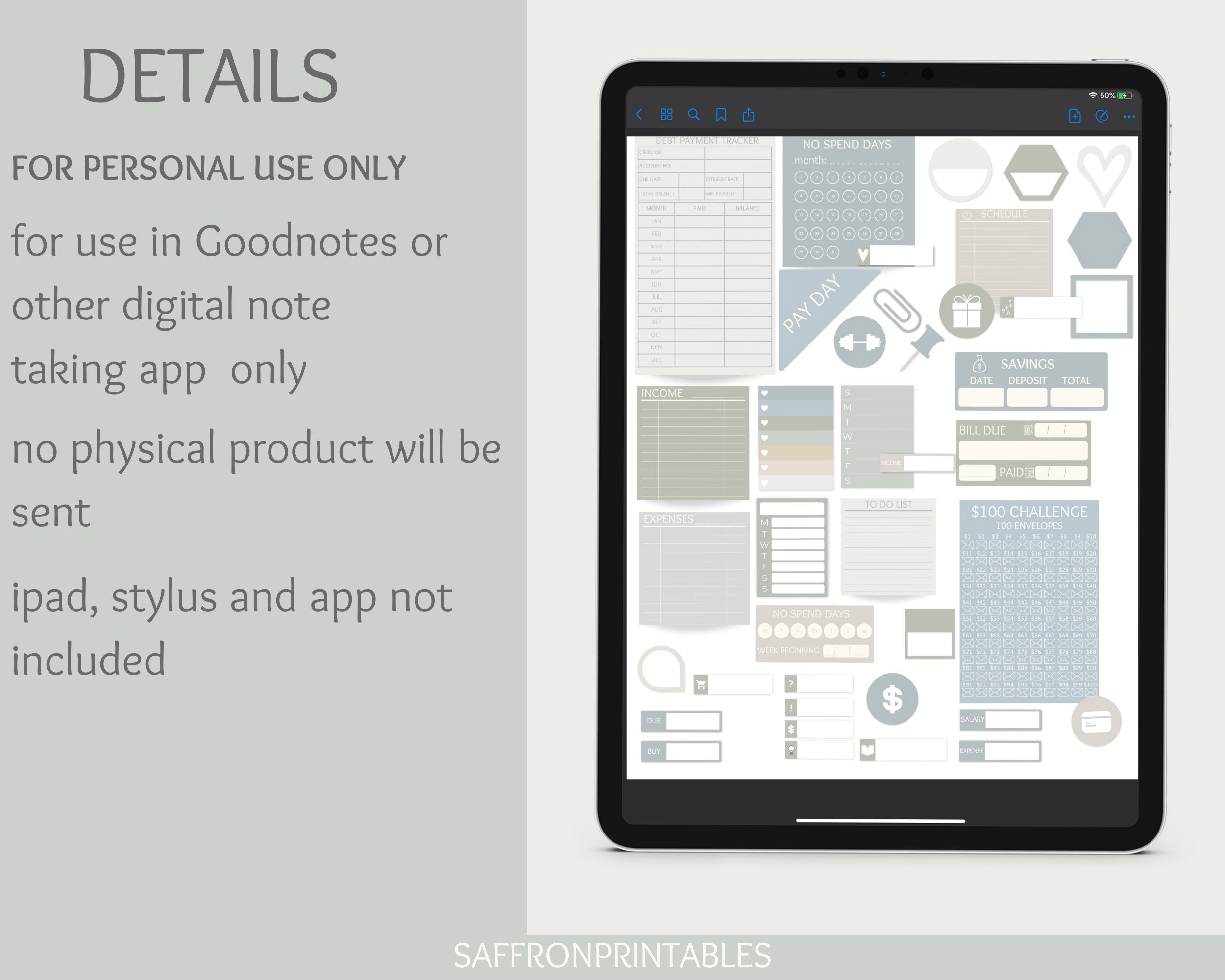 Finance Goodnotes Stickers: Budget Planner Widgets (digital Download ...
