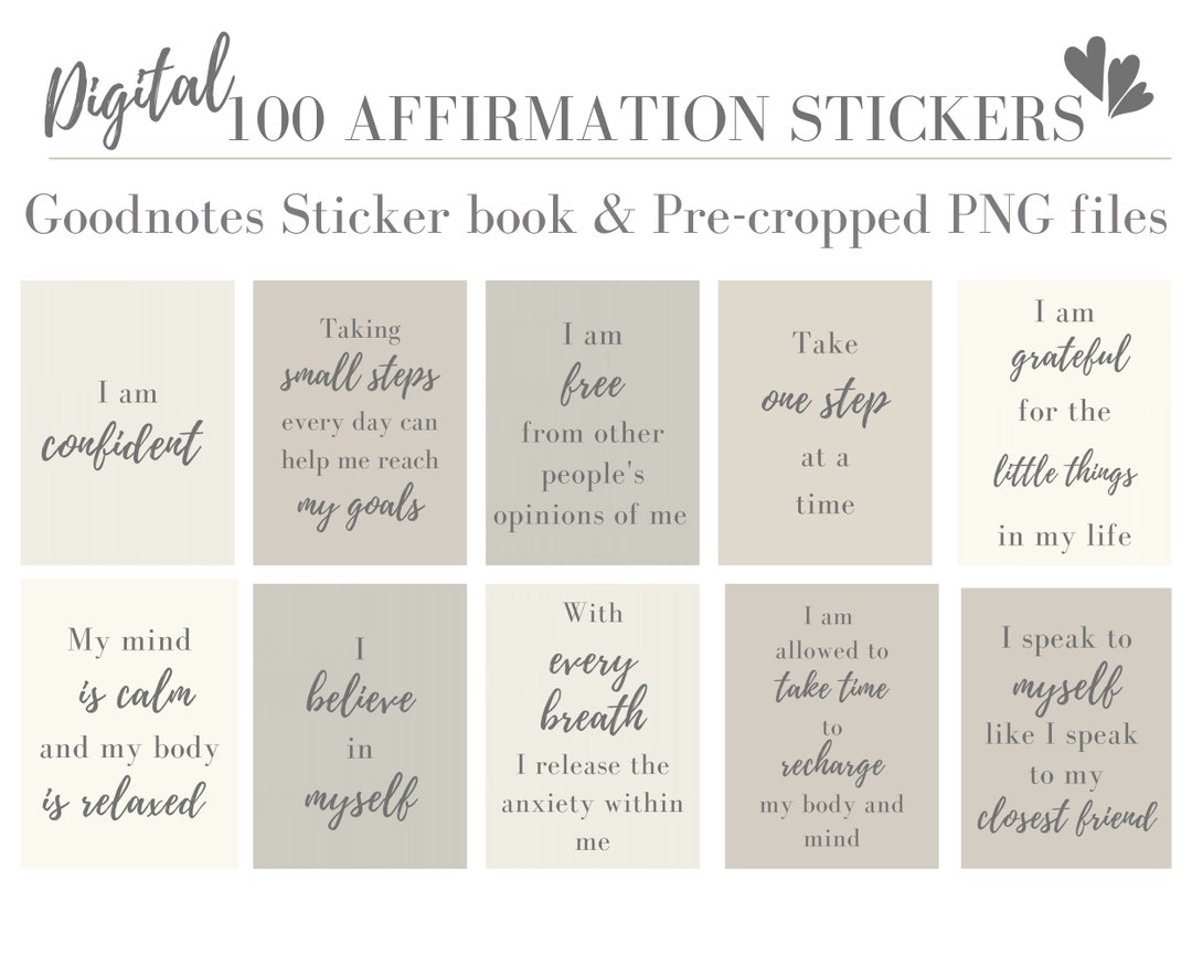 Digital Positive Affirmation Stickers for Digital Planners | Goodnotes ...