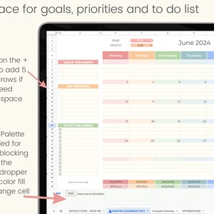 Monthly Planner Google Sheets Template – Digital To-do List With ...