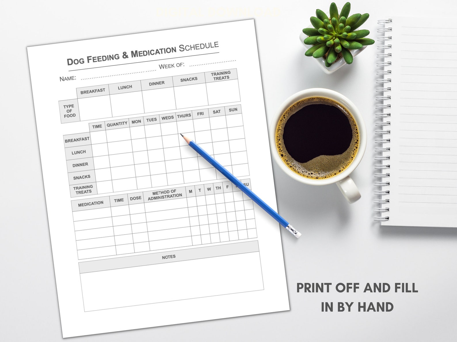 Dog Feeding Schedule, Dog Medication Tracker, Dog Feeding Tracker, Dog ...