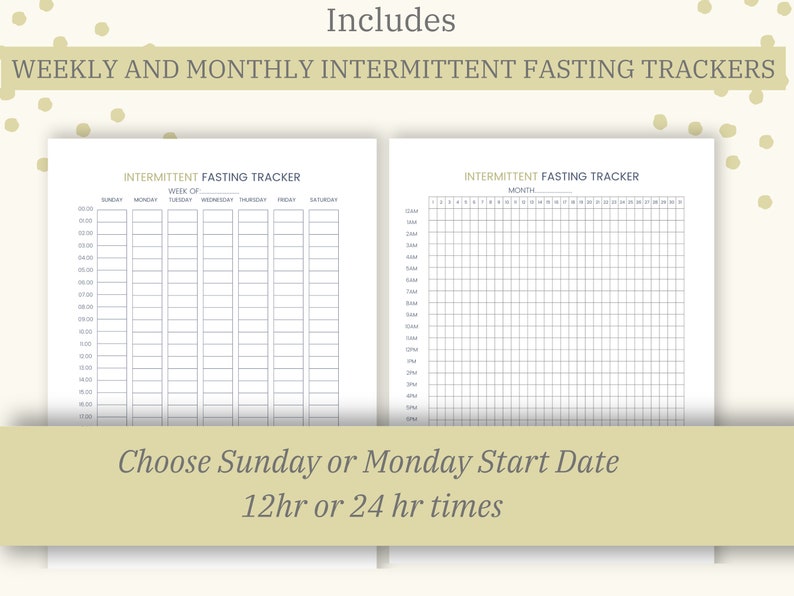 Intermittent Fasting Tracker Printable With Weekly & Monthly - Etsy