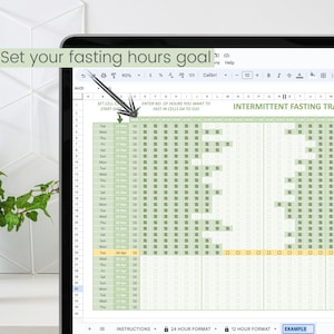 Intermittent Fasting Tracker Google Sheets Spreadsheet | Clean Green ...