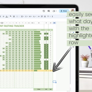 Intermittent Fasting Tracker Google Sheets Spreadsheet | Clean Green ...