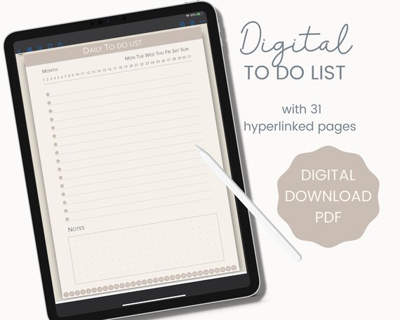 Minimalist Digital to Do List Hyperlinked Pages Use in | Etsy