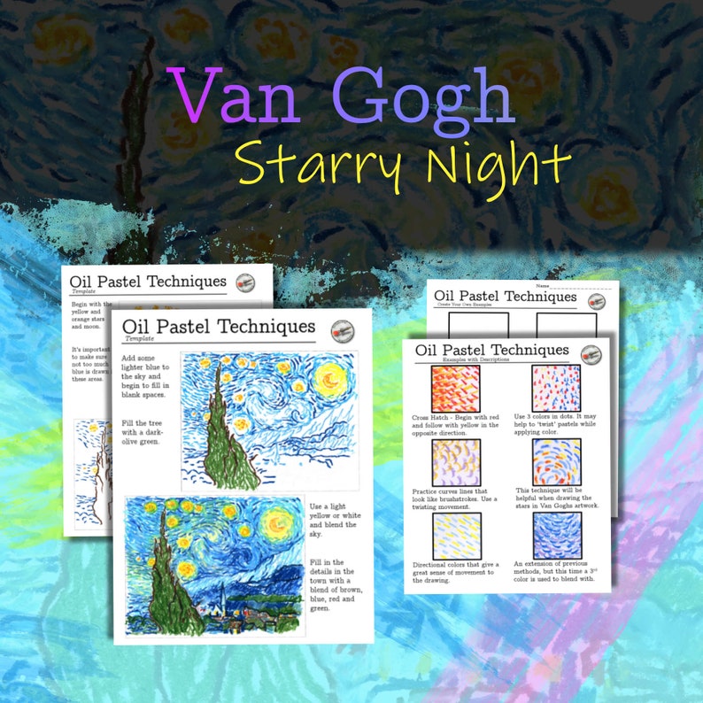 Van Gogh Starry Night Oil Pastel Art Lesson Guided Step by - Etsy