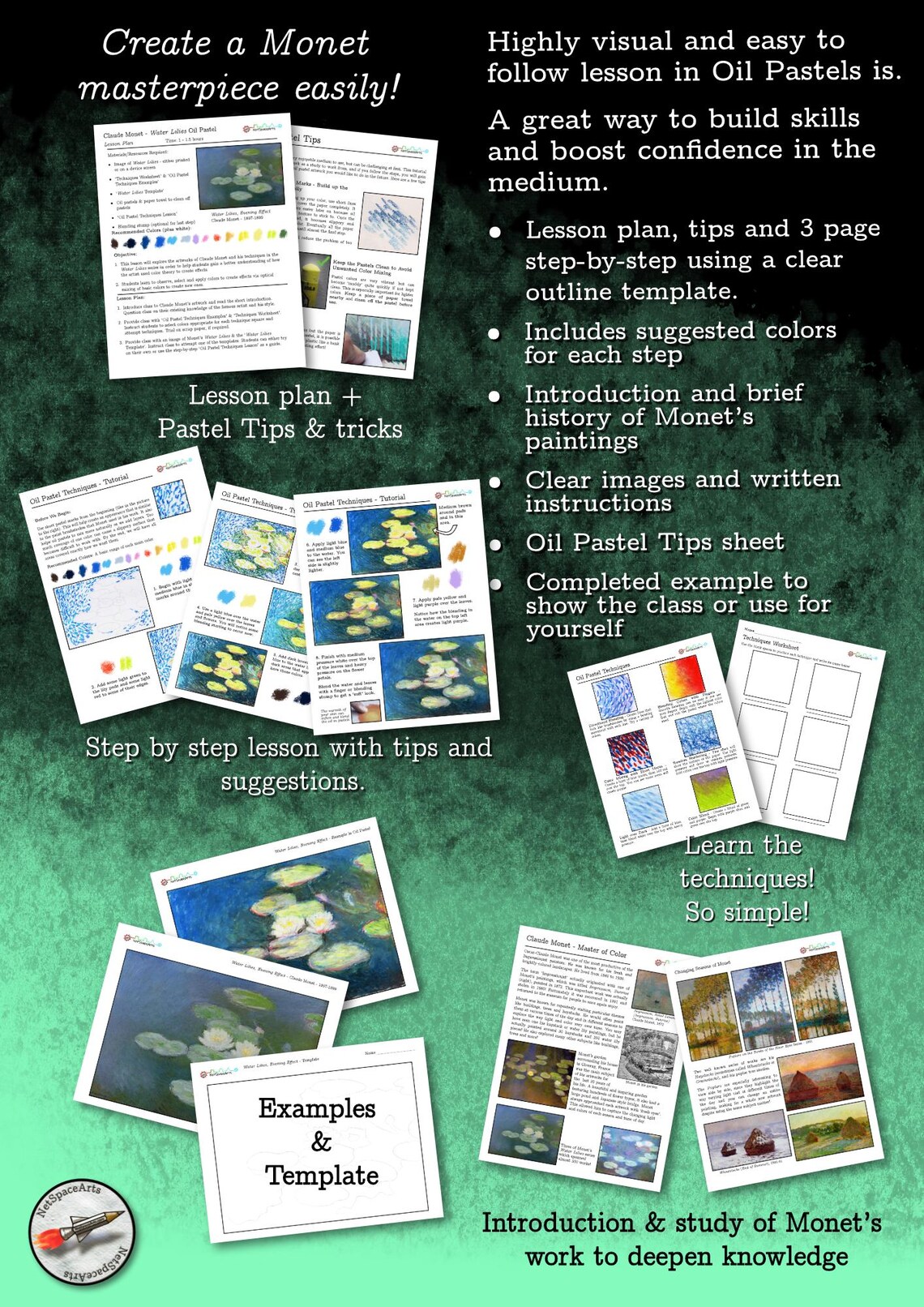 Claude Monet - Water Lilies - Oil Pastel Impressionism Art - Master ...