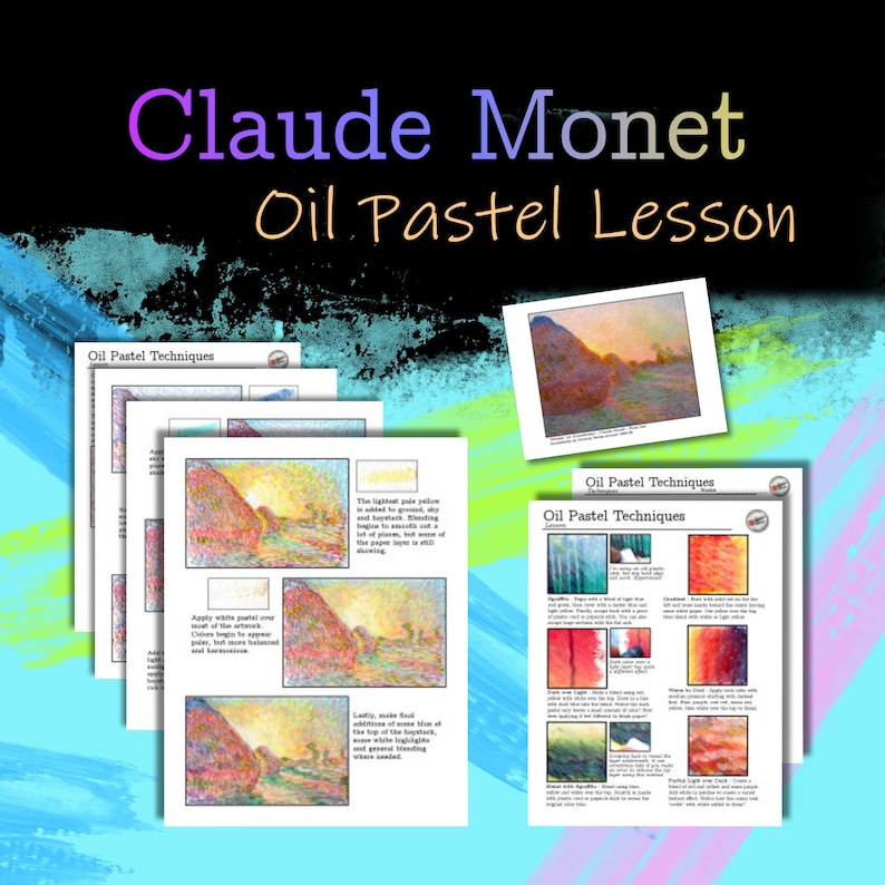 Impressionist Oil Pastel Art Lesson Monet Haystacks - Etsy