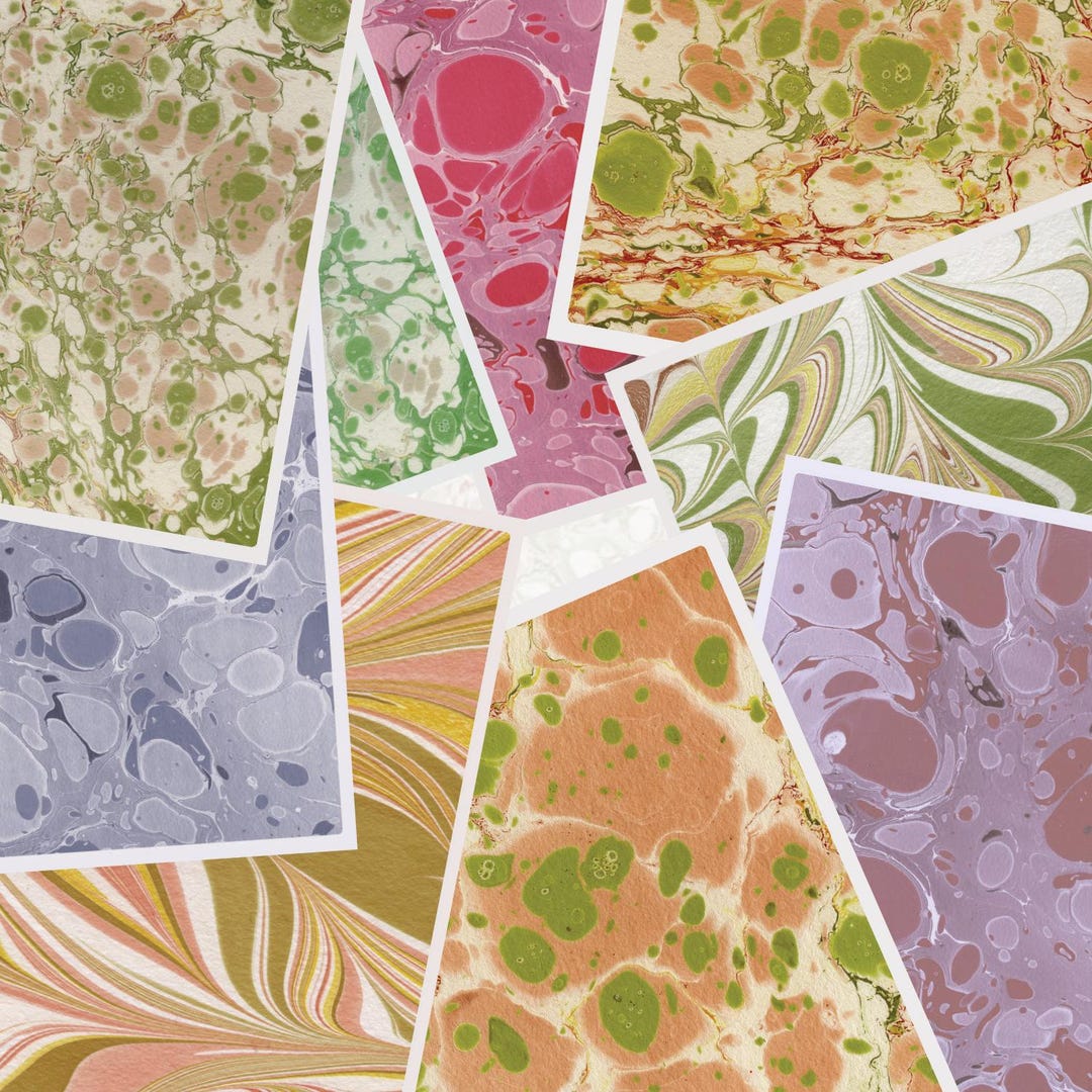 Marbled Paper 47 Sheets for Craft, Junk Journal, Scrapbook, Endpapers ...
