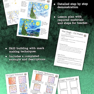 Van Gogh Starry Night - Oil Pastel Art Lesson - Guided Step by Step ...