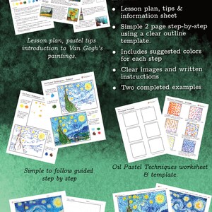 Van Gogh - Oil Pastel Bundle- Sunflowers, Bedroom & Starry Night - Step ...