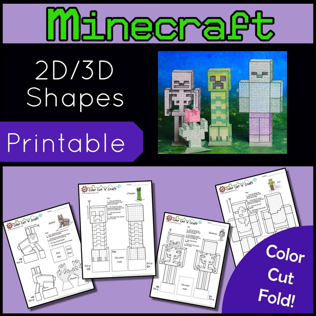 Color Cut 'n' Craft - Minecraft Characters + Animals - Diorama, Puppets ...
