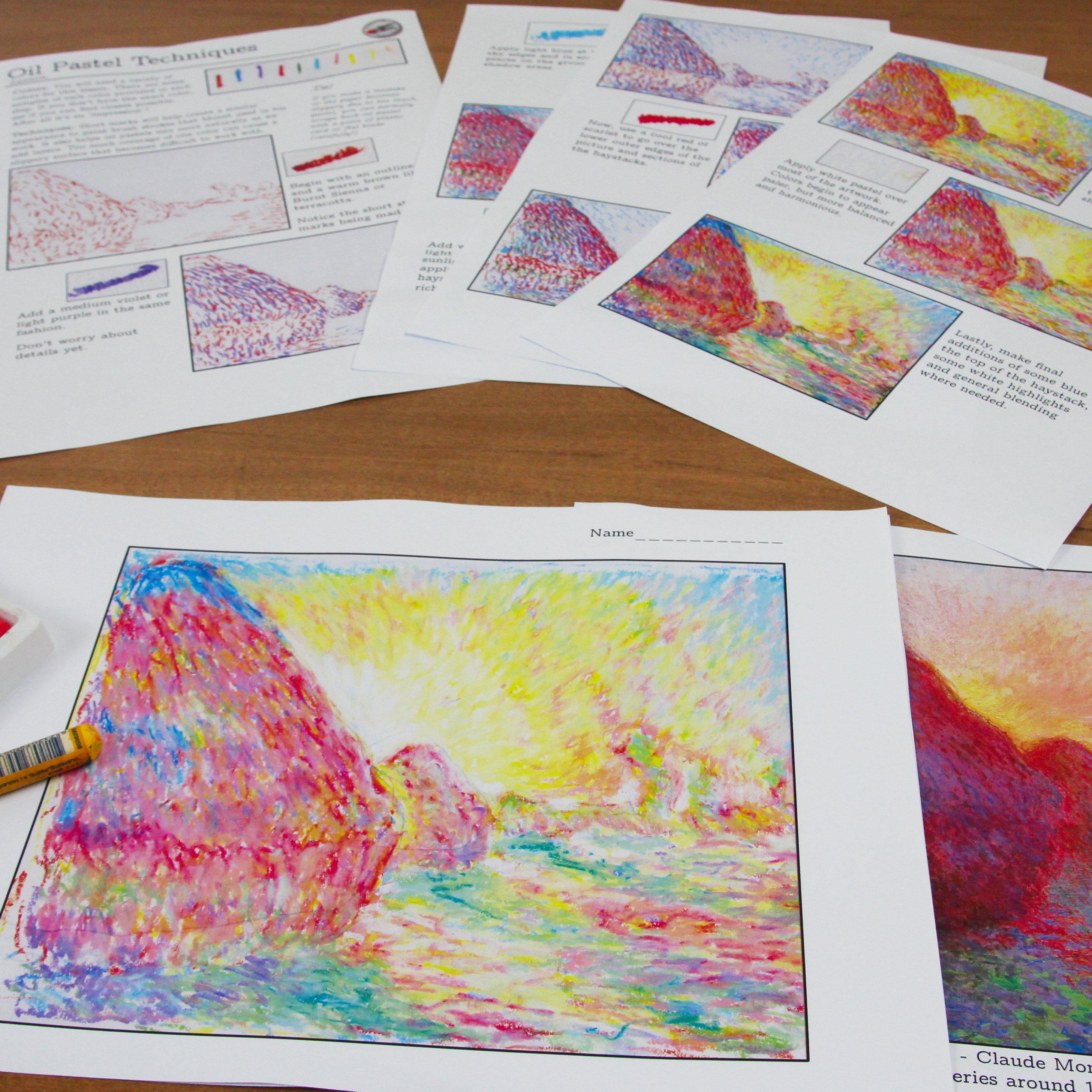 Claude Monet - Oil Pastel - Guided Step by Step Drawing Activity - Etsy