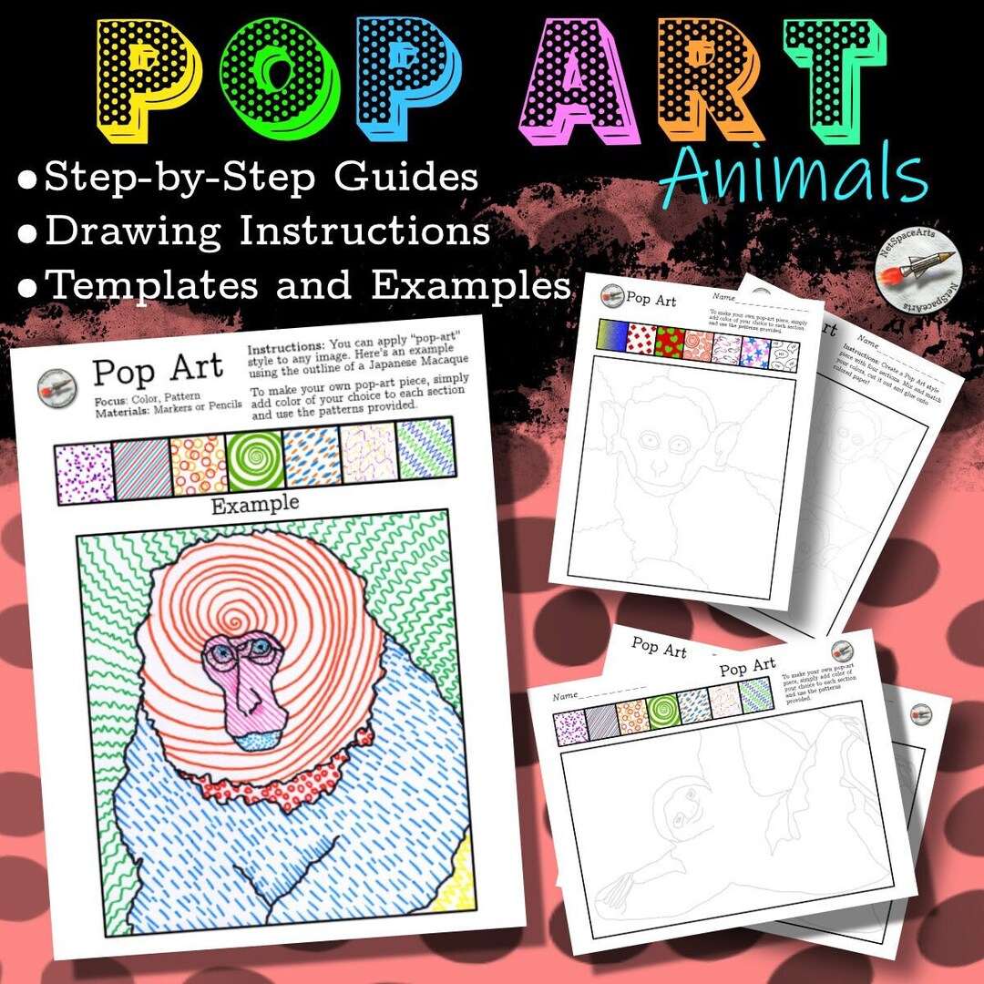 Pop Art Animals Lesson - Monkeys and Sloth Templates - Etsy