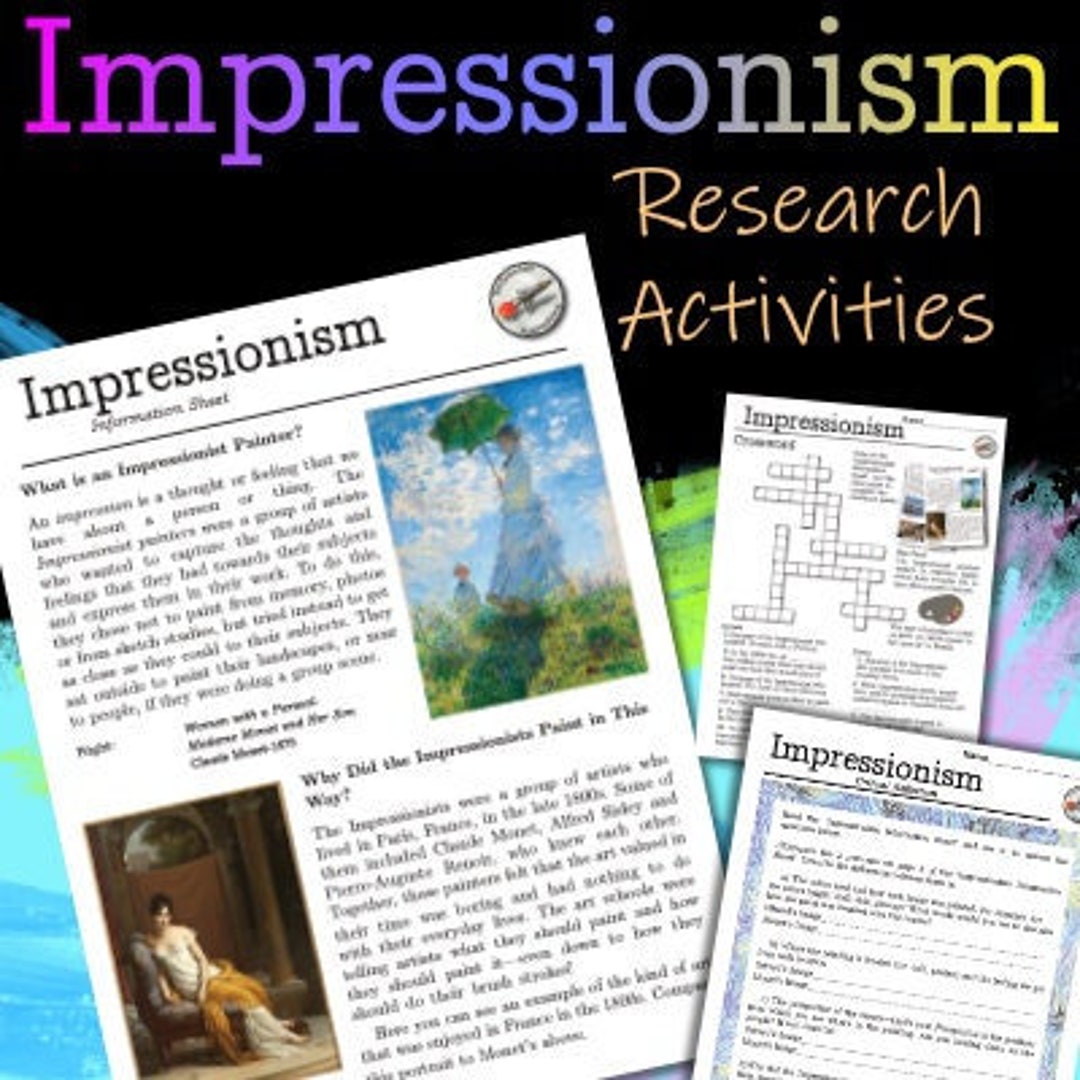 Impressionism - Art History Lesson - Fillable Printable Questions ...