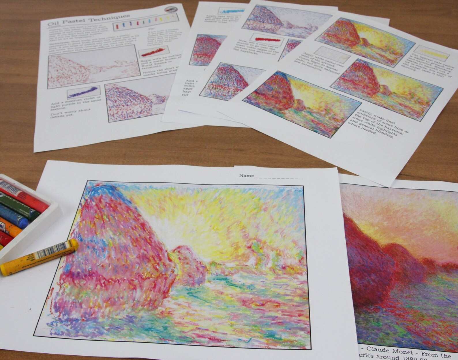 Impressionist Oil Pastel Art Lesson Monet Haystacks - Etsy