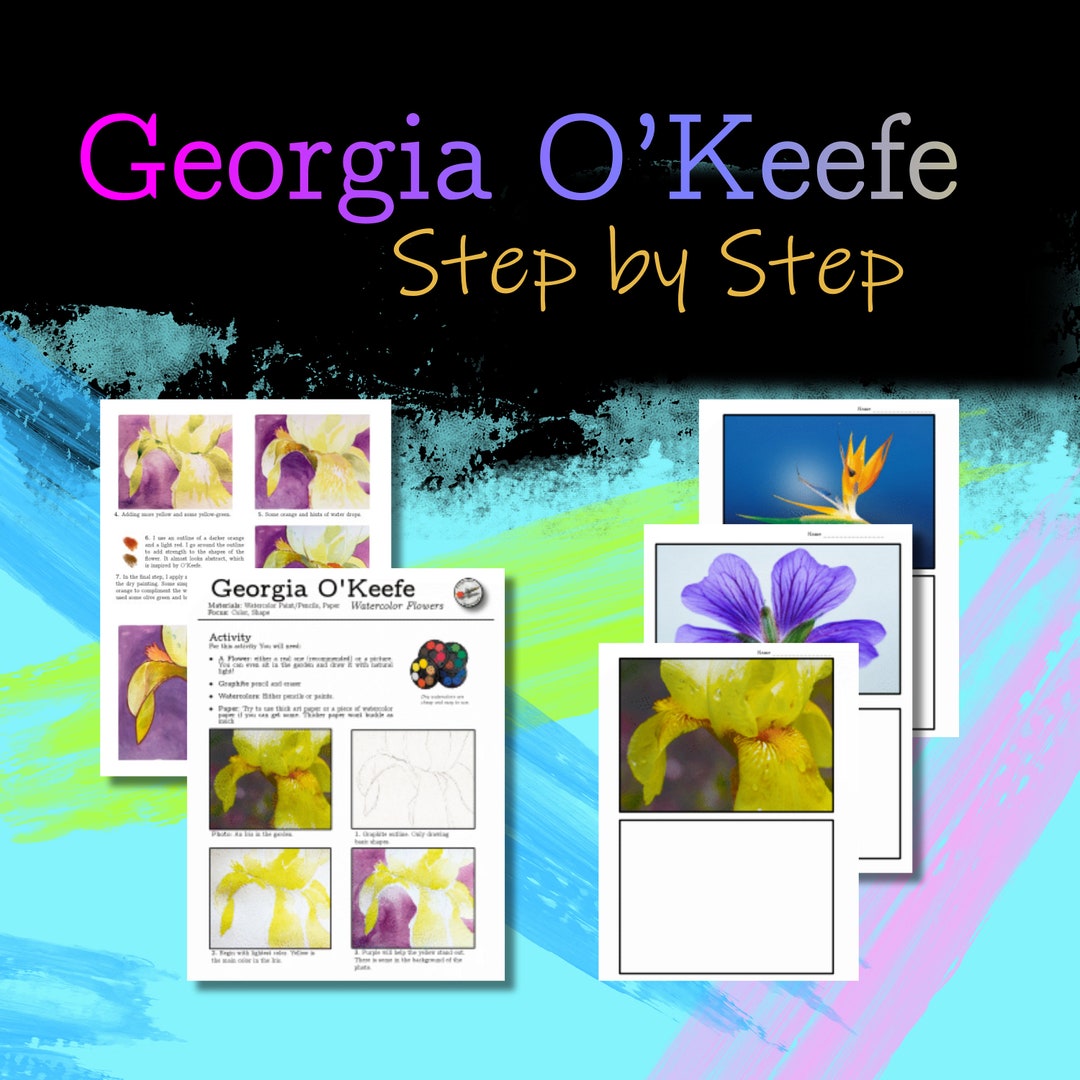 Georgia O'keefe - Watercolor Flower - Step by Step Guided Art Lesson ...