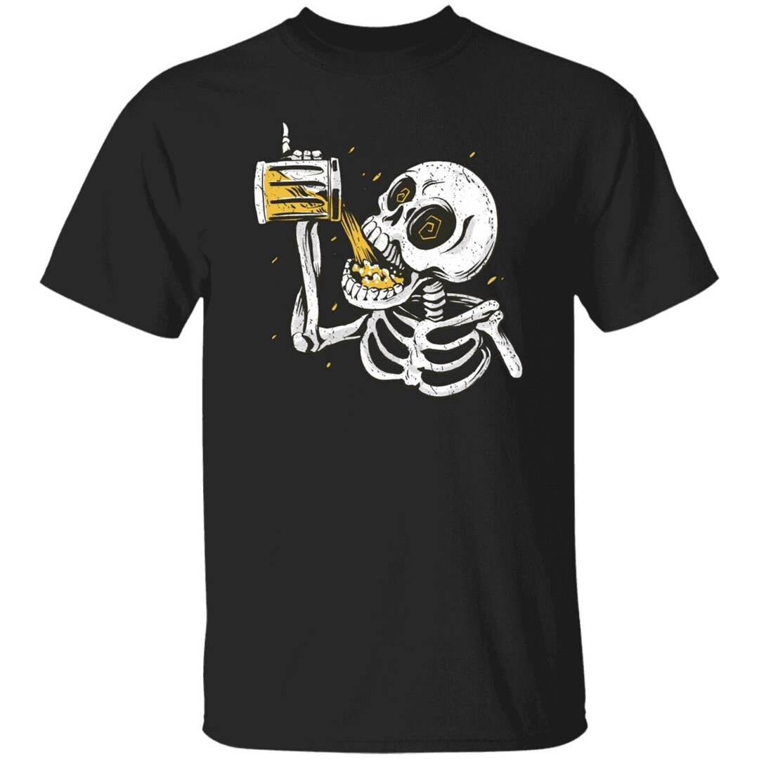 Skull Beer Shirt, Skeleton Drinking Shirt, Skull Skeleton Shirt, Beer ...