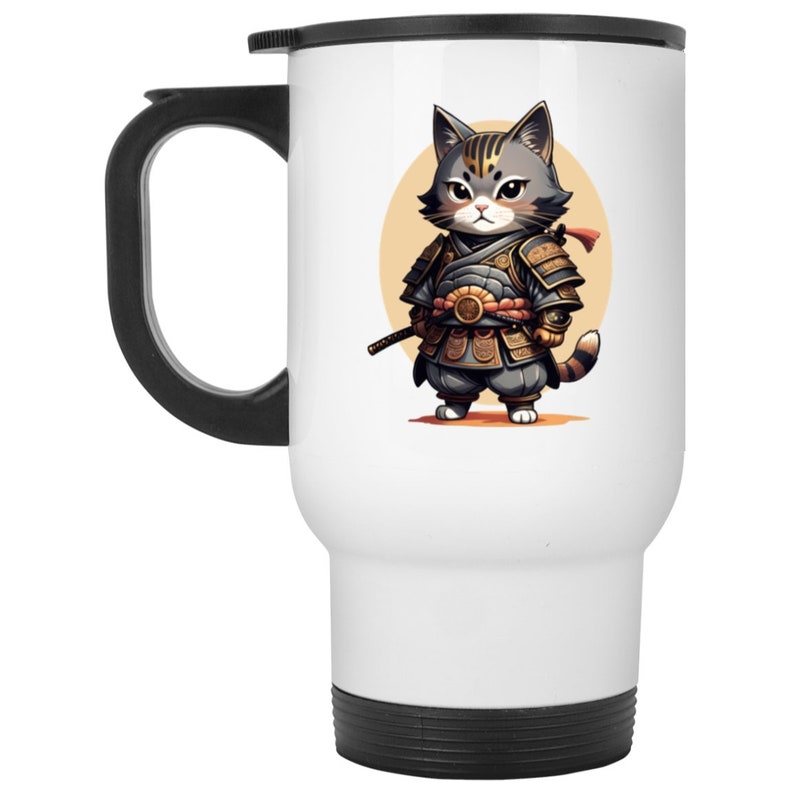 Samurai Cat Mug - Unique Ceramic Coffee Mug With Japanese Warrior ...