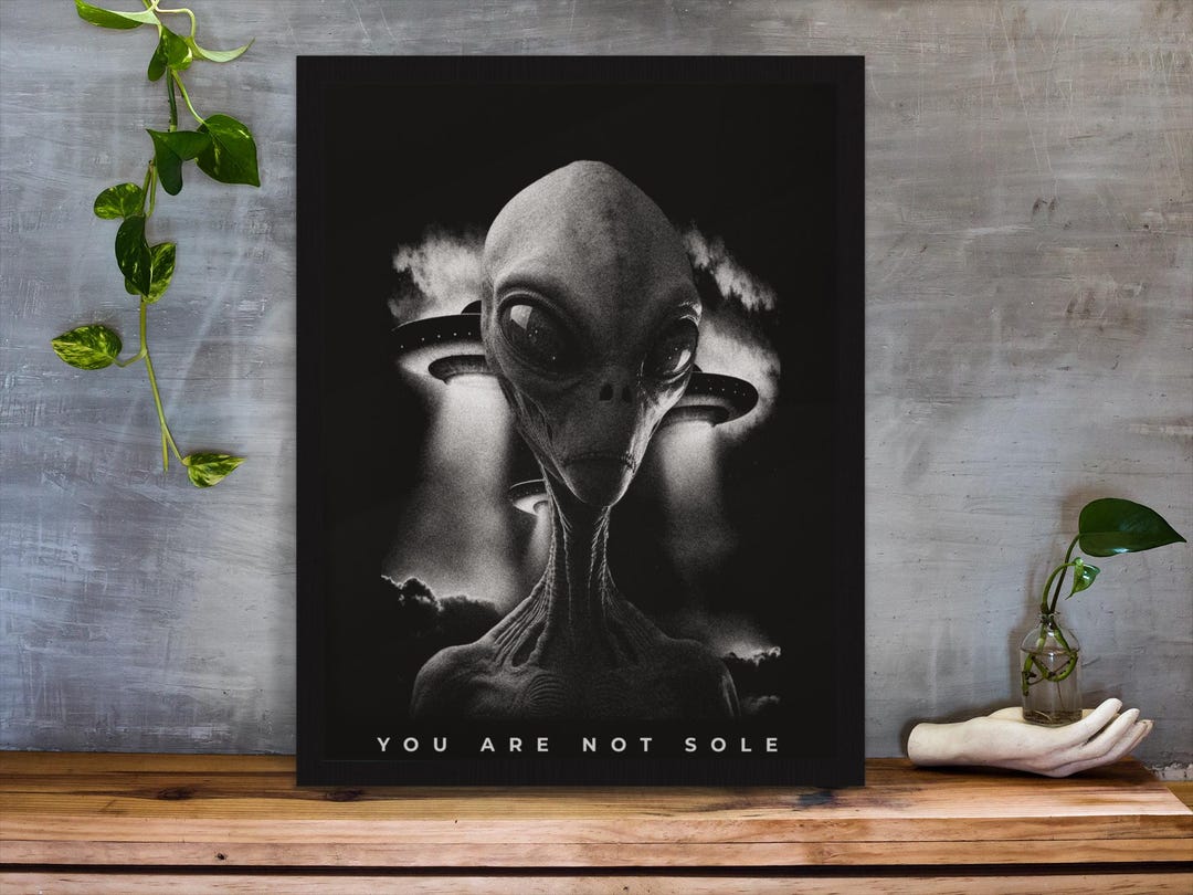 Alien Encounter Wall Art - Unique Sci-fi Poster, Space Decor, Cosmic ...