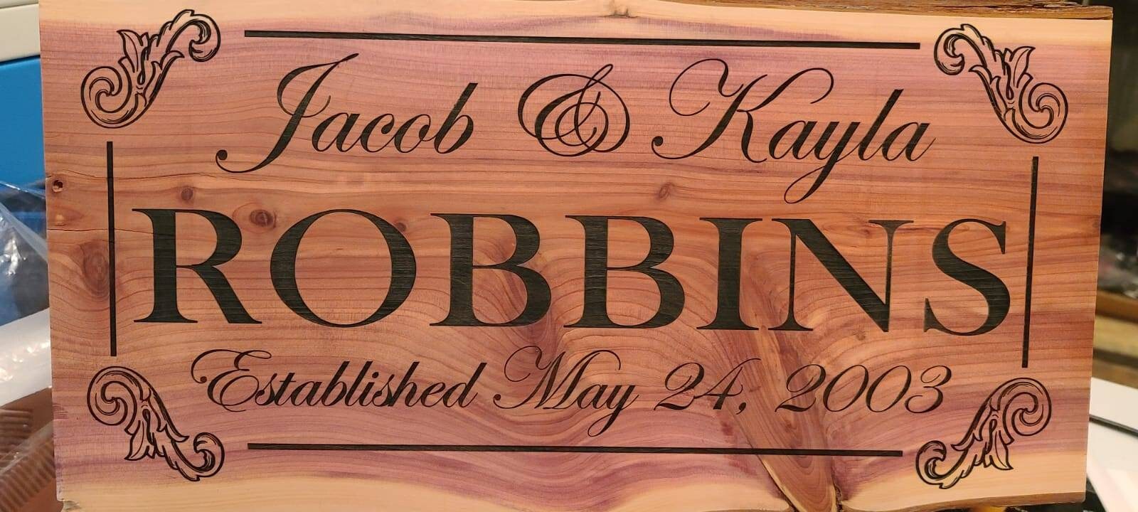 Rustic Name Sign Custom Laser Engraved Cedar Name Sign - Etsy