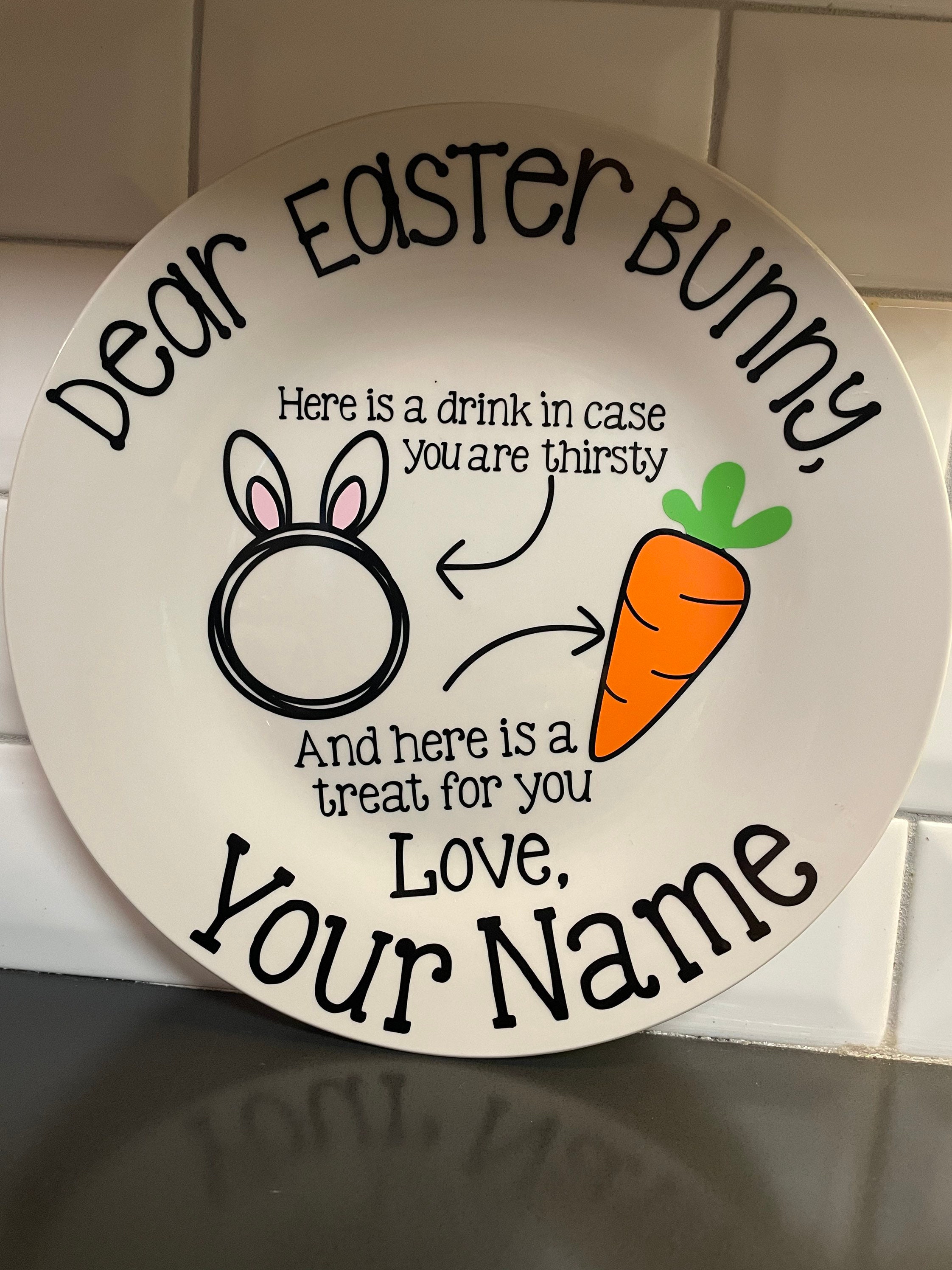 Custom Easter Bunny Plate - Etsy
