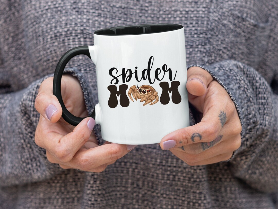 Spider Mom Mug, Cute Jumping Spider Mama Coffee Mug, Pet Spider Lover ...