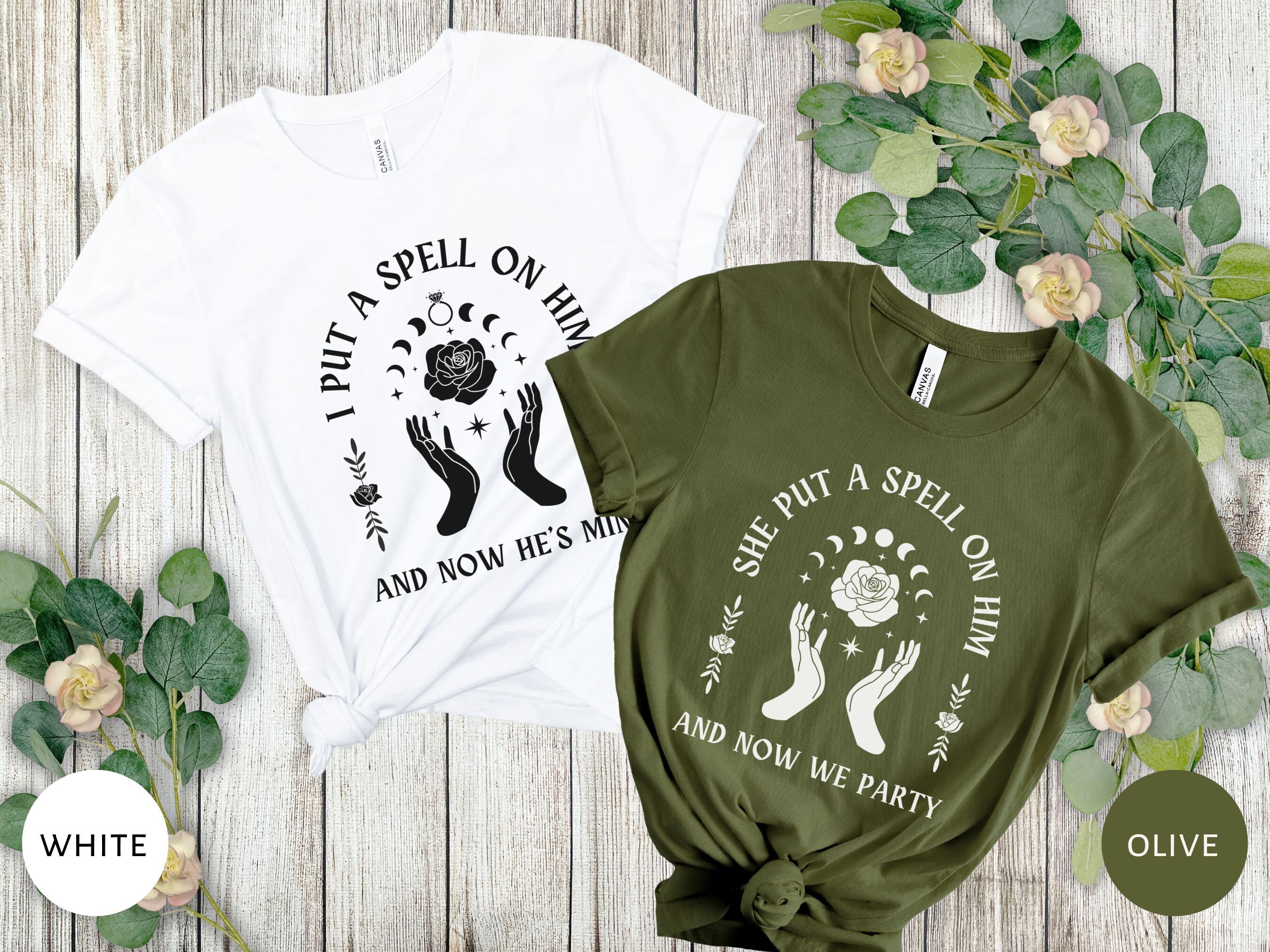 I Put A Spell on Him Bachelorette Shirts, Witchy Goth Mystical Bridal ...
