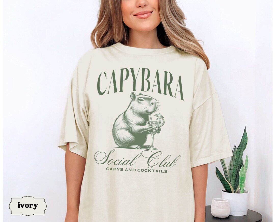 Capybara Social Club Shirt, Comfort Colors Capys and Cocktails Tee ...