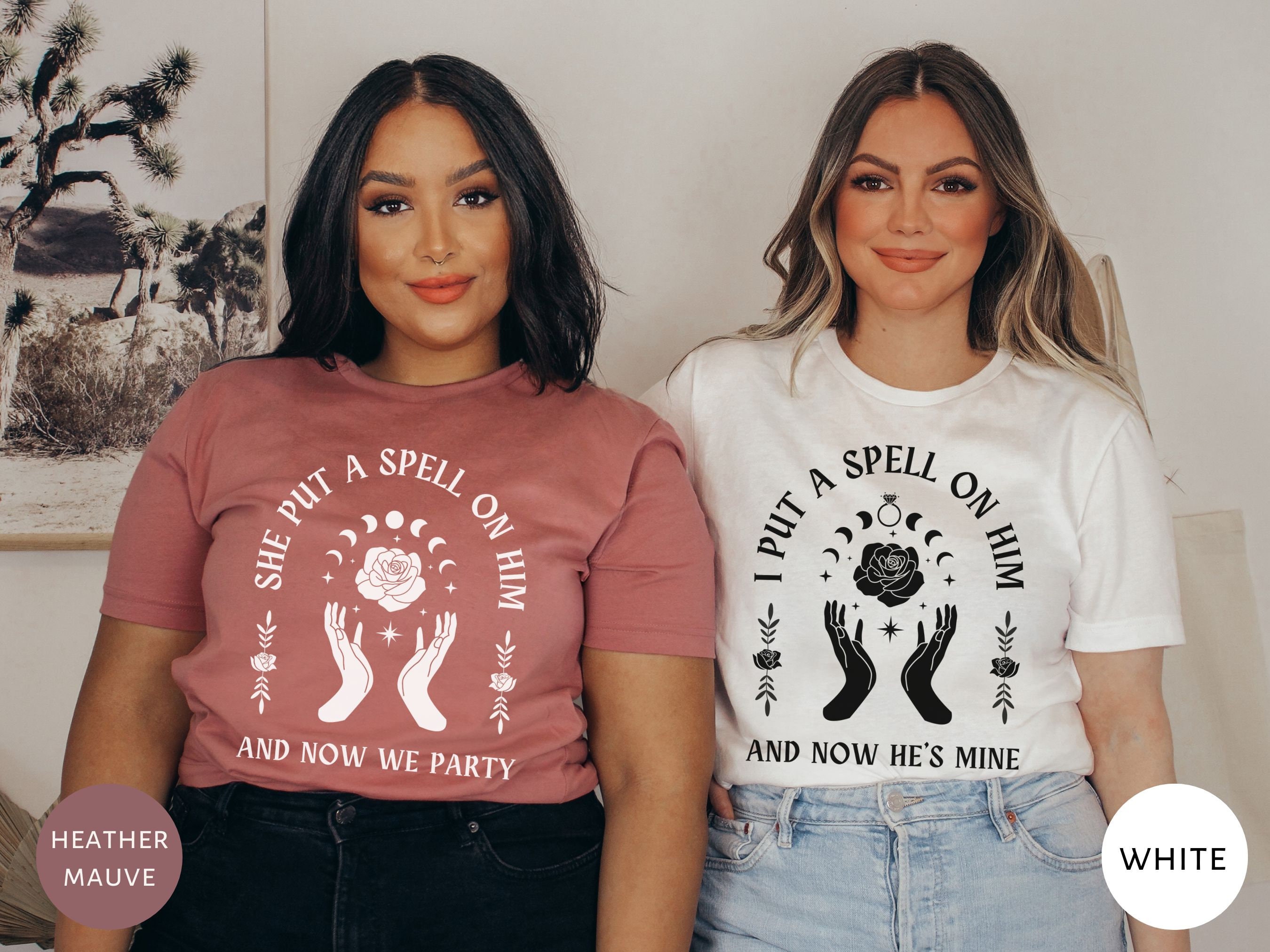 I Put A Spell on Him Bachelorette Shirts, Witchy Goth Mystical Bridal ...