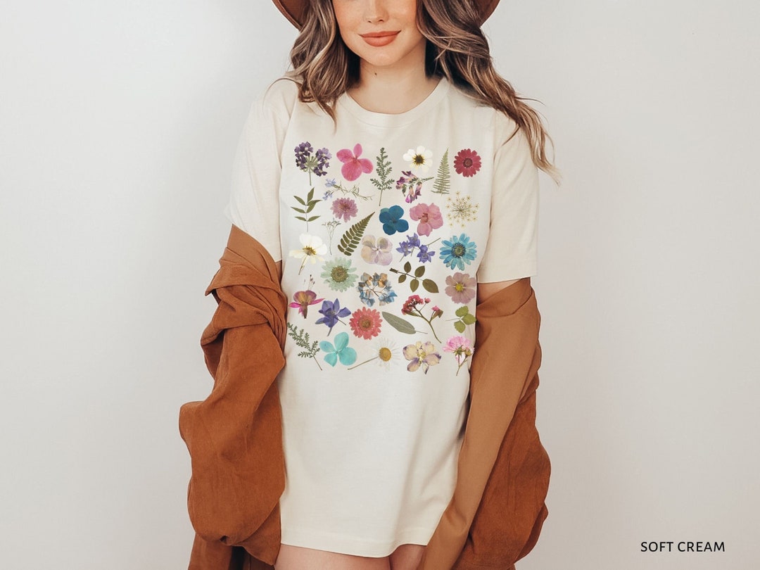 Pressed Flower Shirt, Cottagecore Forestcore Wildflower Granola Girl ...