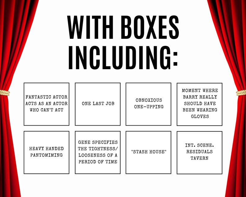 BARRY Bingo Board | Printable TV Show Drinking Game | Play While You ...