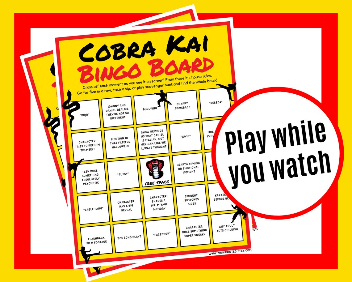 Cobra Kai Watch and Play TV Show Bingo Board - Etsy