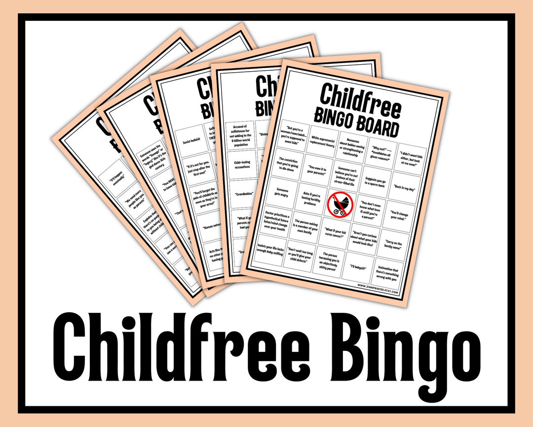 Childfree Bingo Board | Printable Childfree Funny Gag Gifts | DINK No ...
