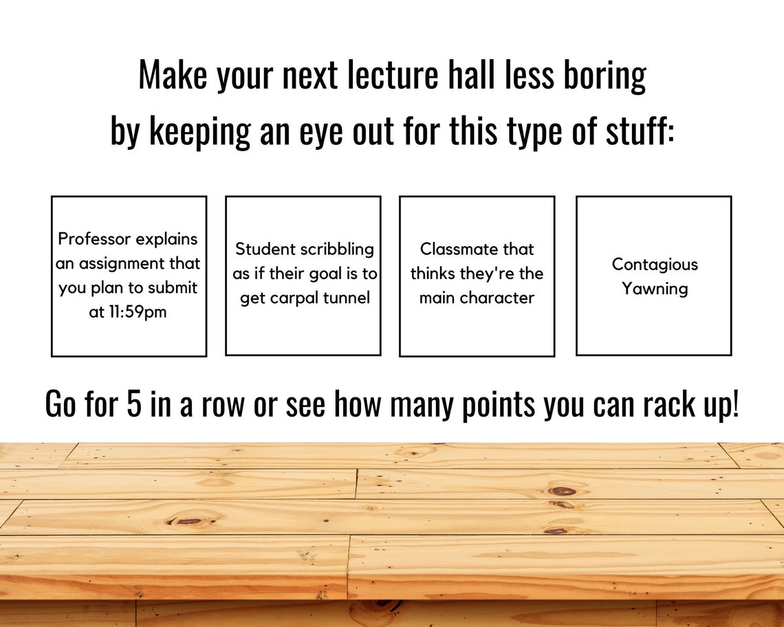 College Class Bingo Board | Printable Games | Zoom Learning Games ...