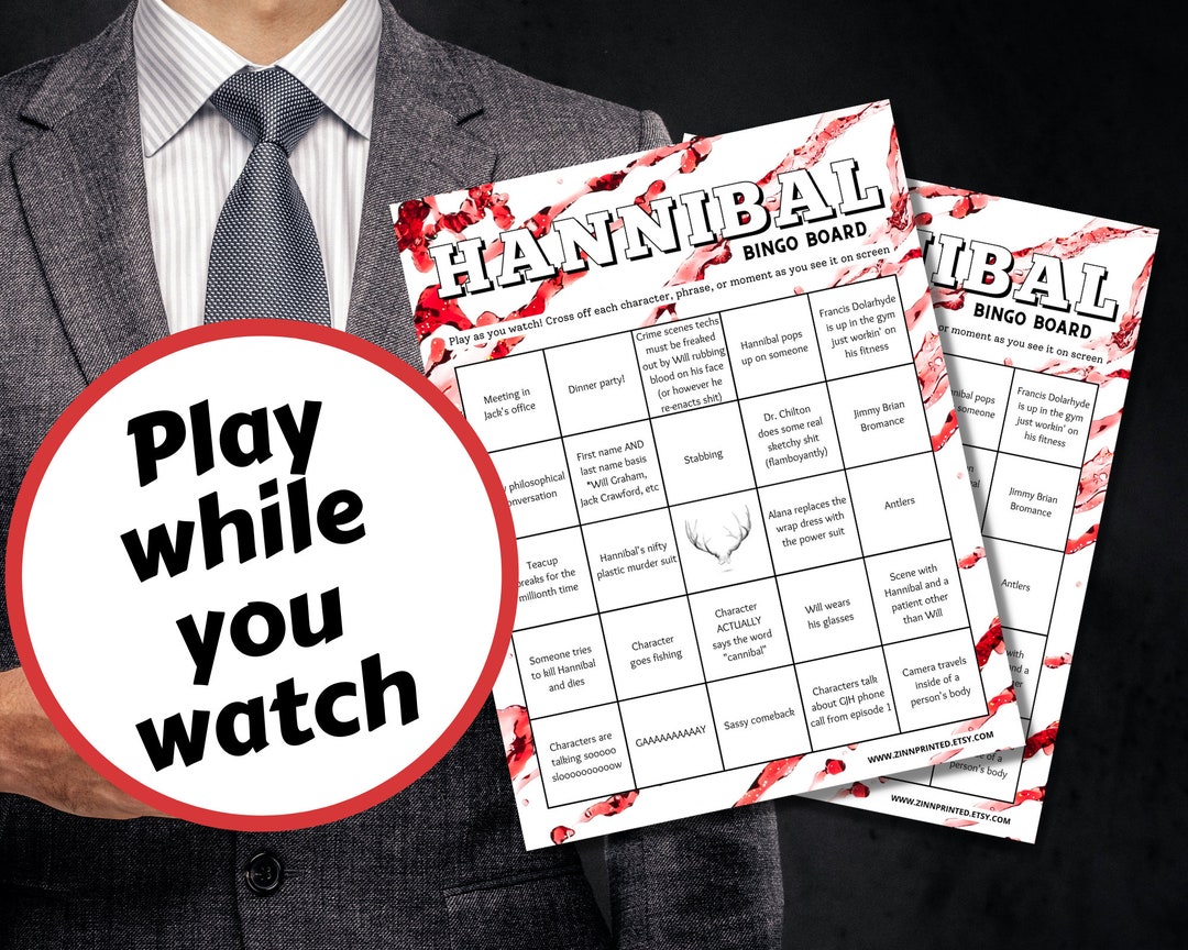 Hannibal Watch and Play Bingo Printable Drinking Game Will Graham Dr ...