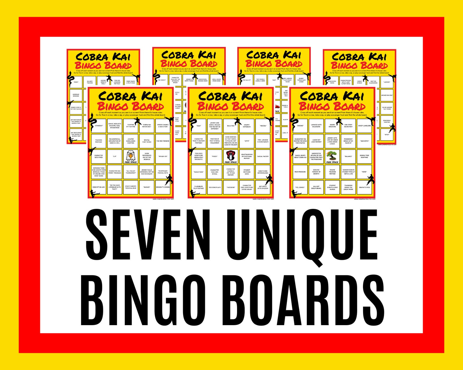 Cobra Kai Watch and Play TV Show Bingo Board - Etsy