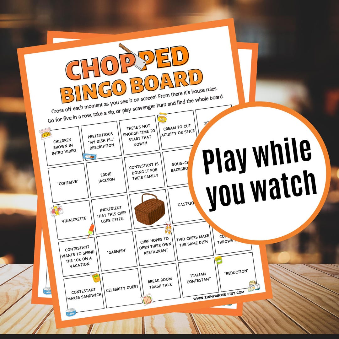 Chopped Bingo Board | Printable Drinking Game | Food Network TV Show ...