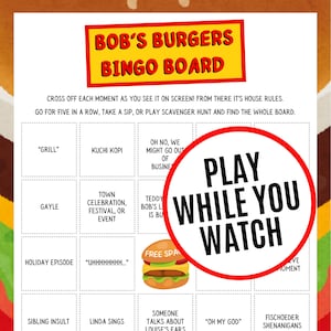 Bob's Burgers Bingo Drinking Game: Printable Fan Gift (digital Download ...