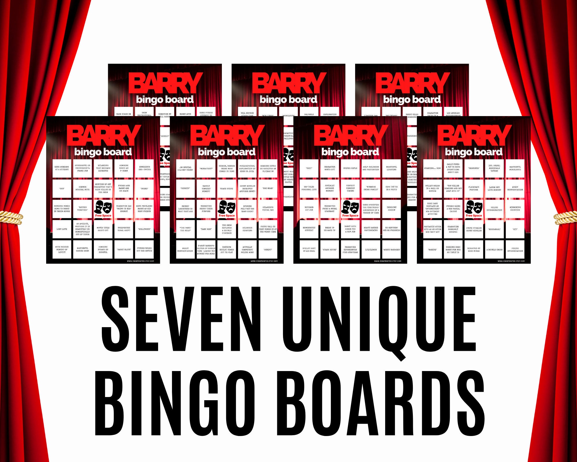 BARRY Bingo Board | Printable TV Show Drinking Game | Play While You ...