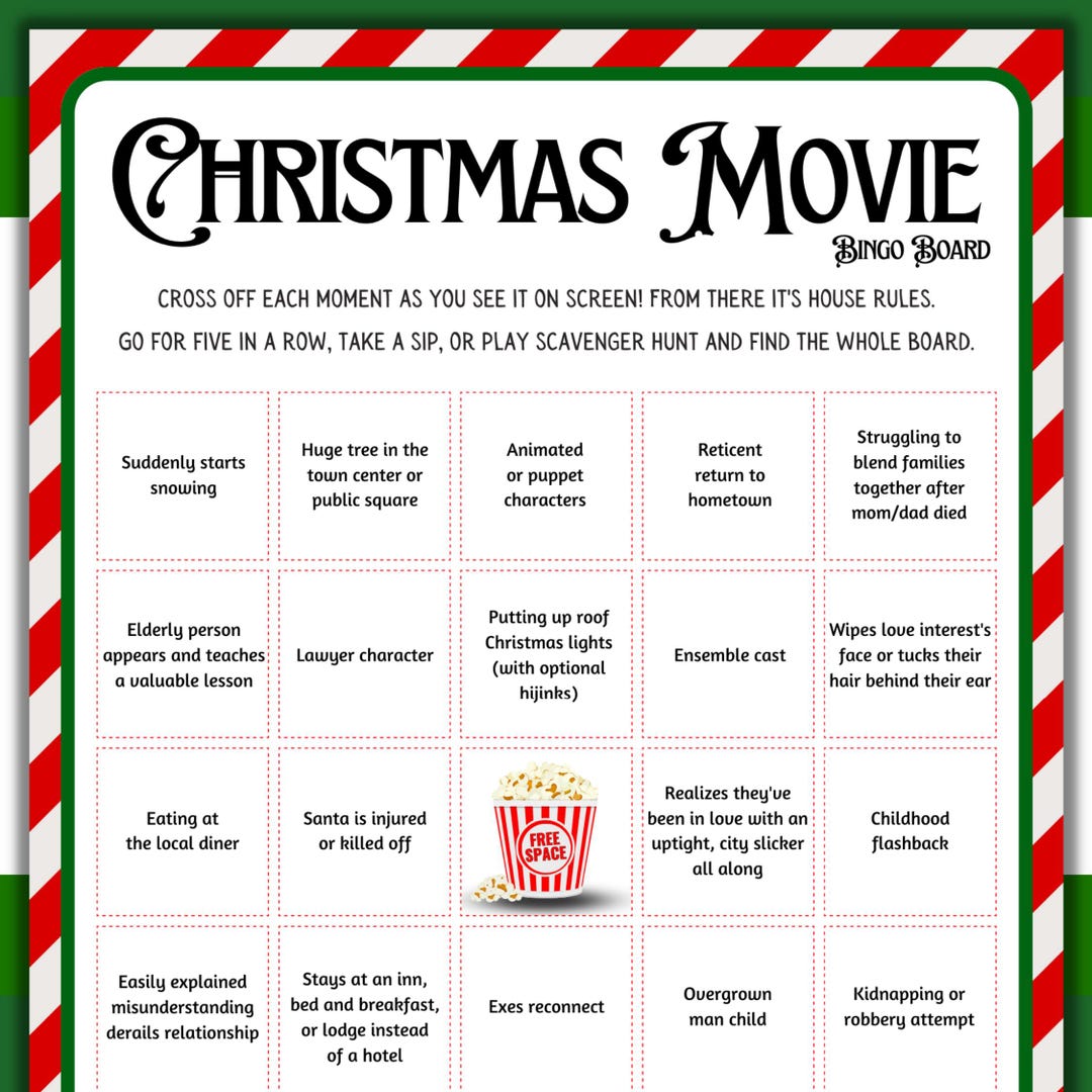 Christmas Movie Bingo Board: Holiday Drinking Game (digital Download ...