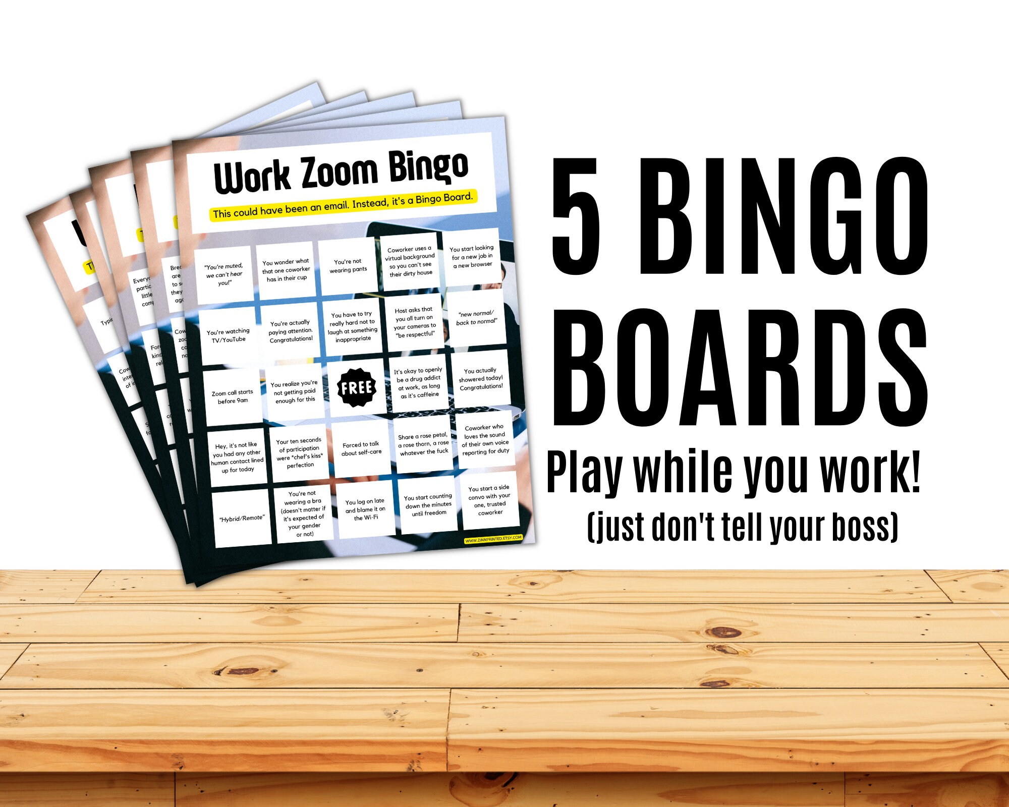 Zoom Call Hell Work From Home Bingo Zoom Meeting Conference Call Game ...