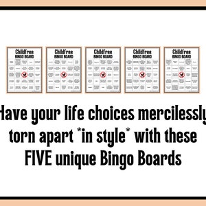 Childfree Bingo Board | Printable Childfree Funny Gag Gifts | DINK No ...
