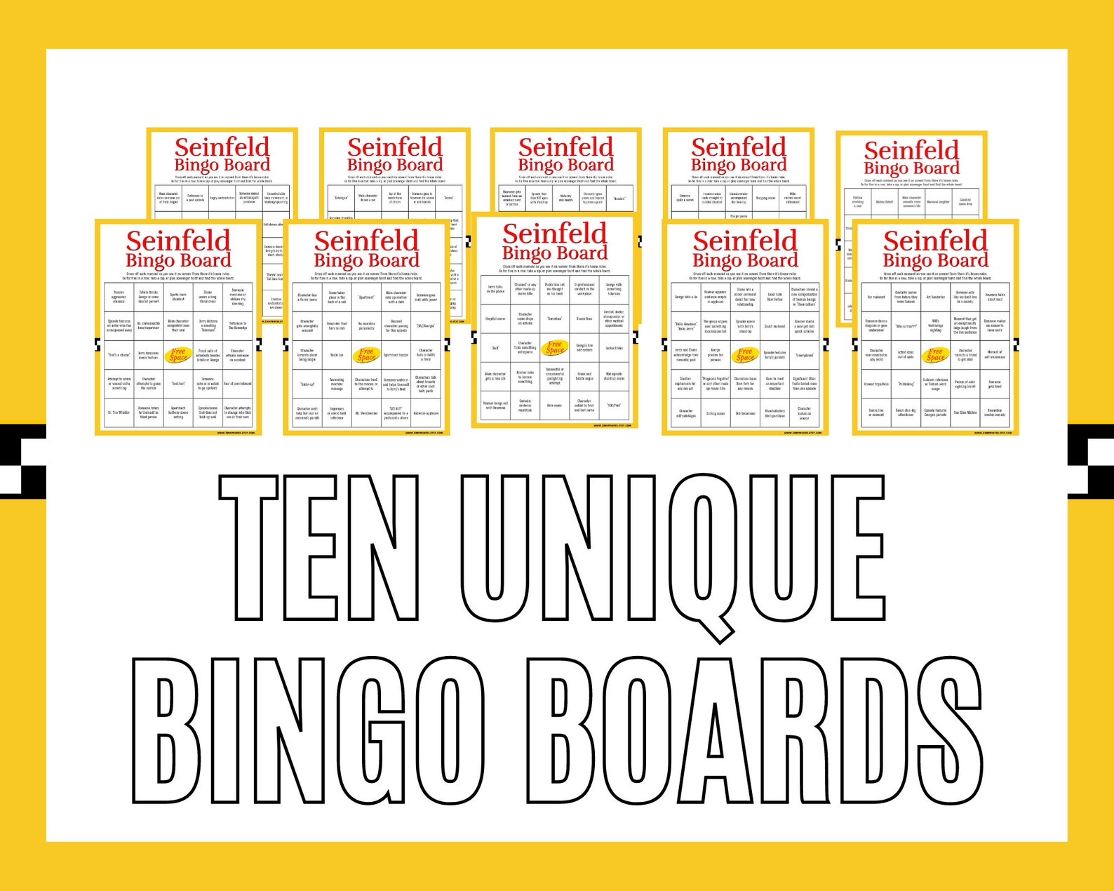 Seinfeld Bingo Board Printable Drinking Game Seinfeld Game - Etsy