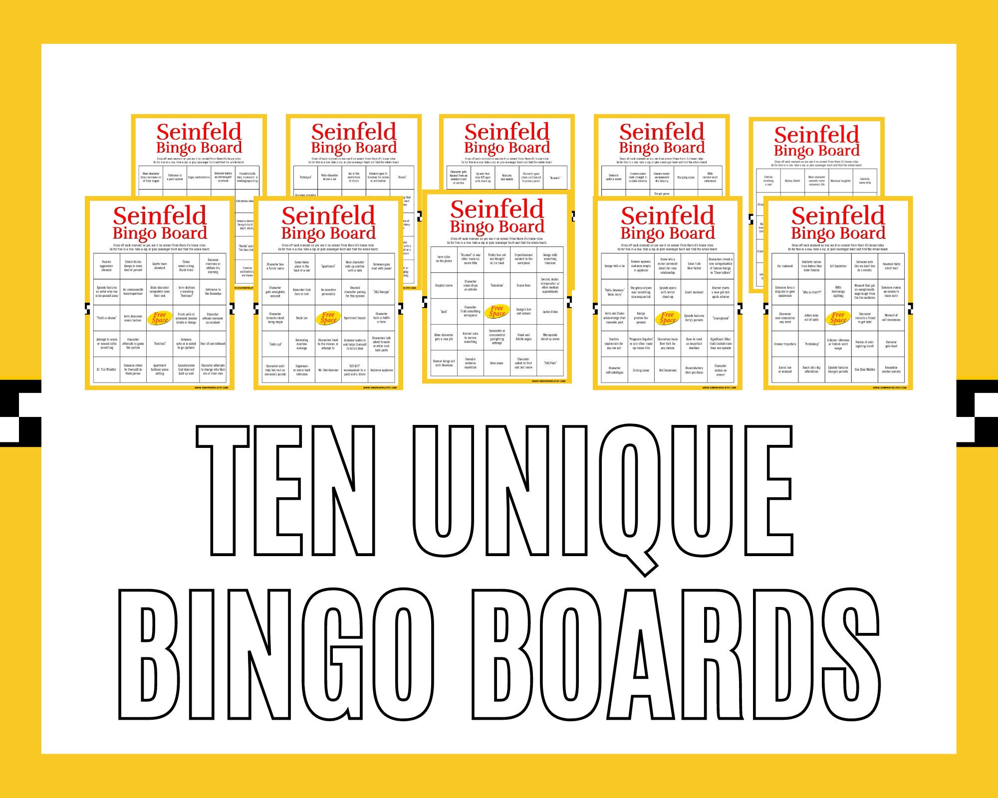 Seinfeld Bingo Board Printable Drinking Game Seinfeld Game - Etsy