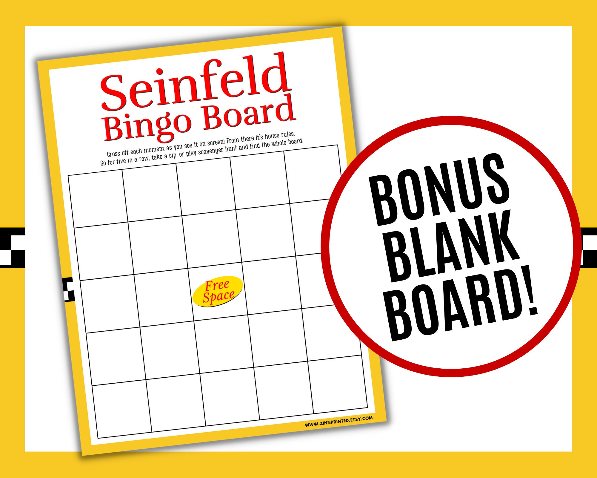 Seinfeld Bingo Board Printable Drinking Game Seinfeld Game - Etsy