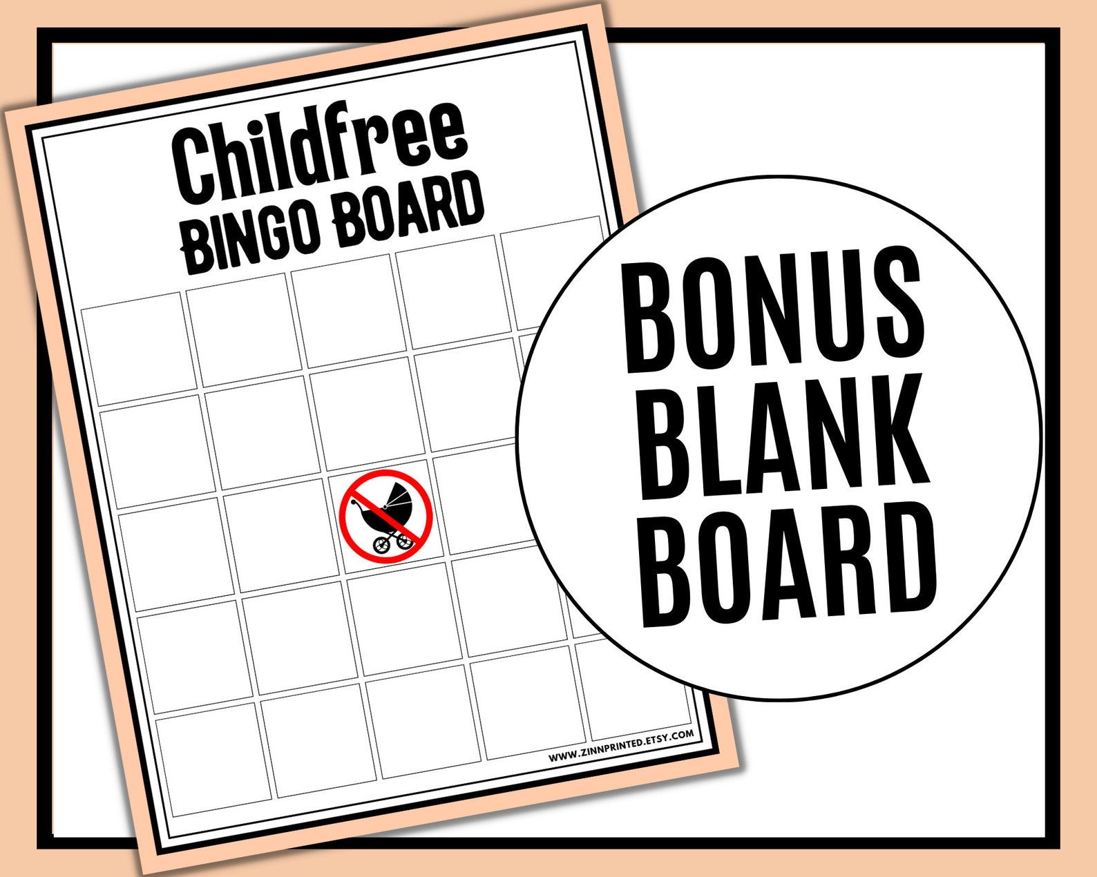 Childfree Bingo Board | Printable Childfree Funny Gag Gifts | DINK No ...