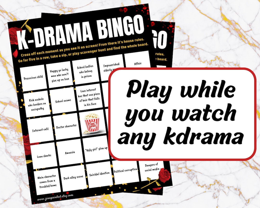 K-drama Bingo Board Printable TV Show Game Play While Watching Any ...