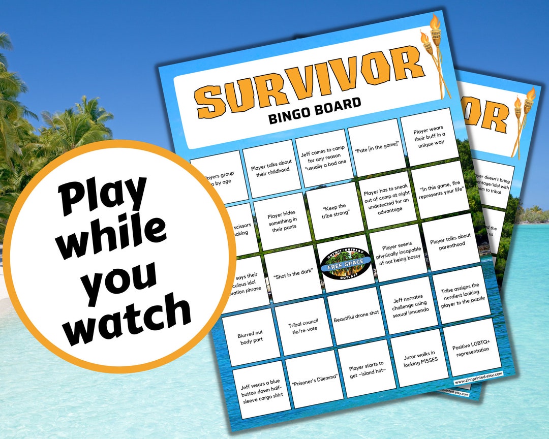 Survivor Bingo Board Printable TV Show Drinking Game Tribe Has Spoken ...