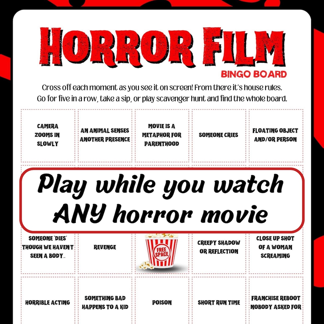Horror Movie Bingo: Watch Party Drinking Game (digital Download) - Etsy